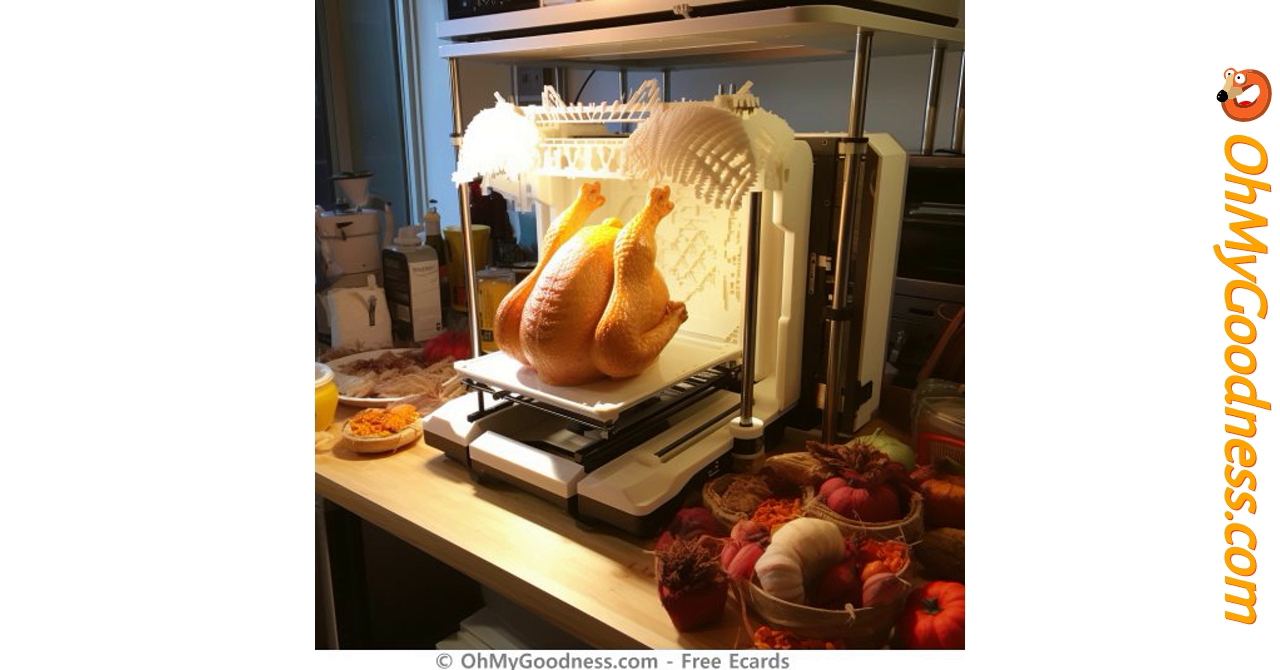 3D-printed turkey, Happy Vegan Thanksgiving! ecard | Funny Free eCards ...
