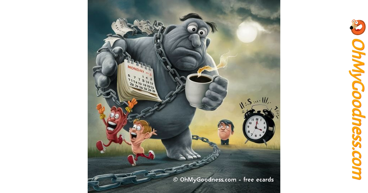 The monster called Monday ecard | Funny Free eCards | OhMyGoodness ecards