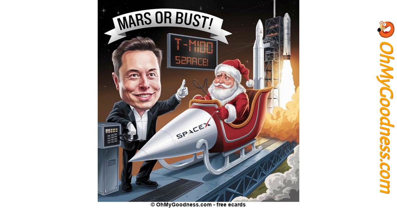 Elon sends Santa Claus to Mars ecard | Funny Free eCards | OhMyGoodness ...