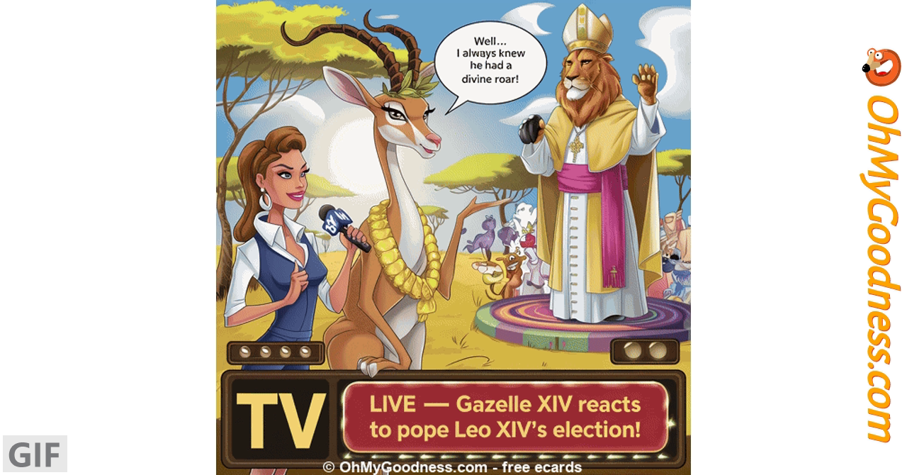 Gacela XIV sobre León XIV tarjeta virtuale | Tarjetas divertidas ...